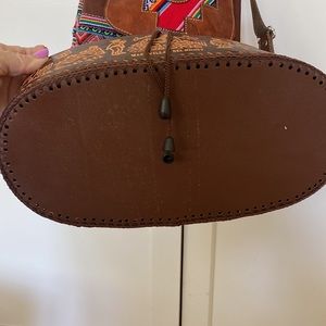 handmade in Peru | Bags | Peruvian Fabric And Leather Bottom Backpack ...